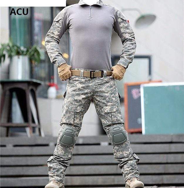 Tactical Combat Shirt and Cargo Pants Set with Knee Pads – BushLine ...